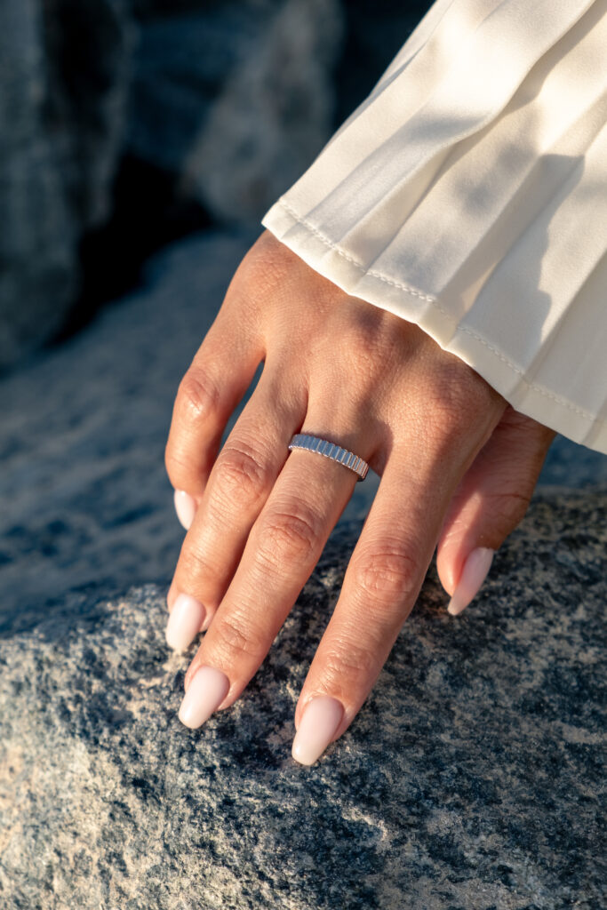 Women's Ring Ribbed Silver Band - Tashani
