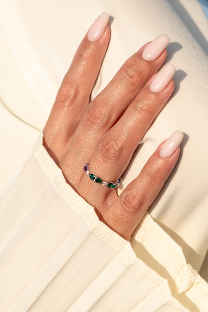 Women's Ring Colourful Bohemian Half Eternity - Tashani
